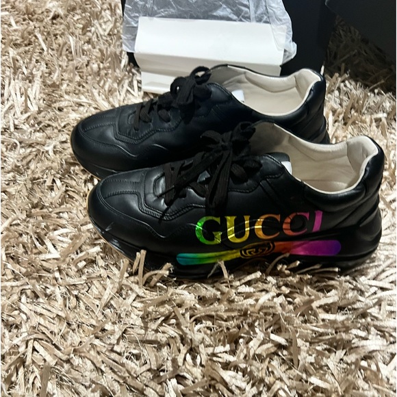 Gucci | Shoes | Gucci Rhython Leather Sneakers Mens | Poshmark